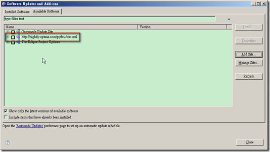 阿莫的學習旅程: GAE+Python+PyAMF+Flex入門（五）：安裝aptana Plug-in